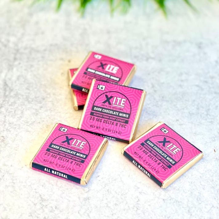 XITE: Delta-8 THC Dark Chocolate Minis 25mg | Leafly XITE: Delta-8 THC Dark Chocolate Minis 25mg | Leafly